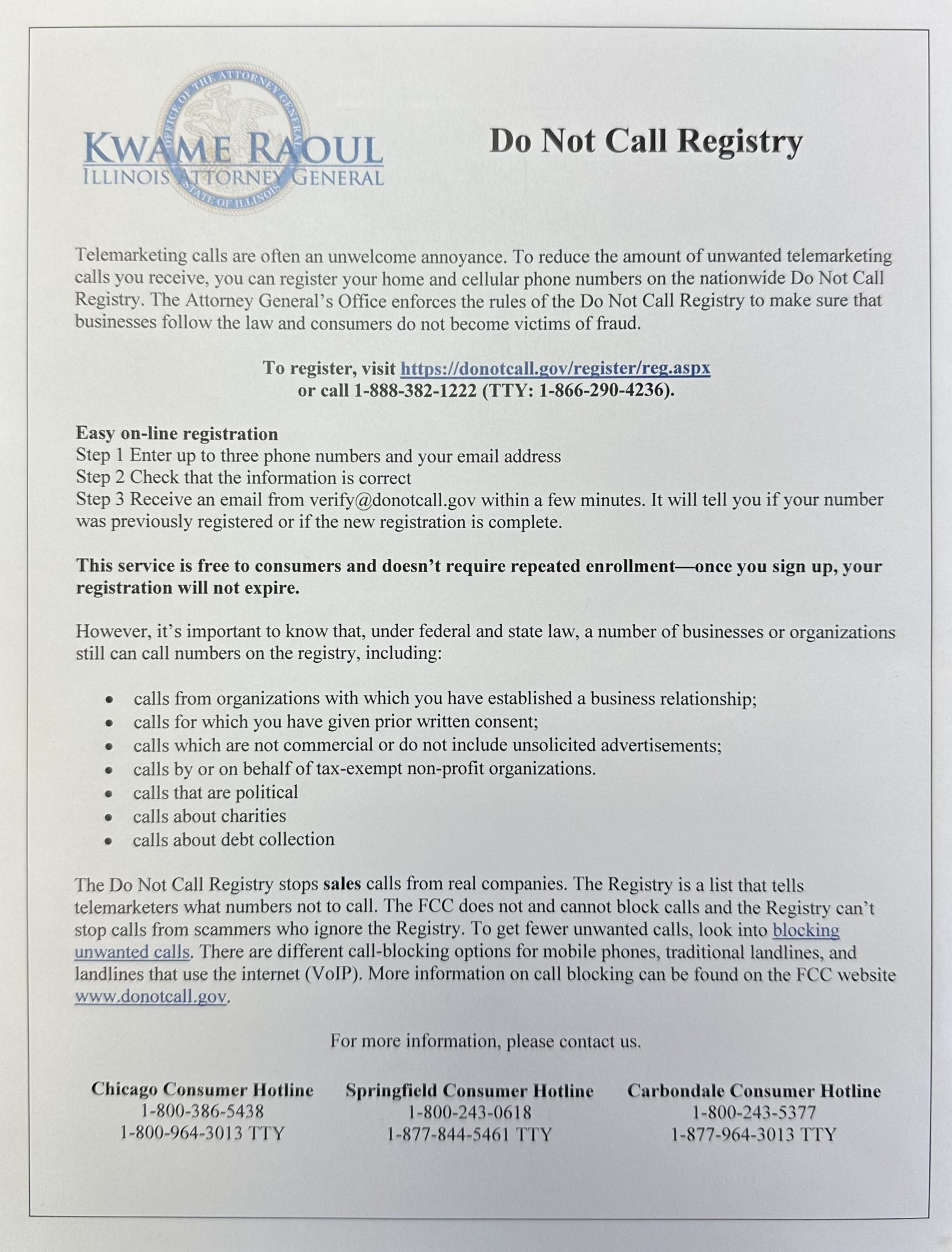 Do Not Call Registry | The Law Office of Dionna Reynolds